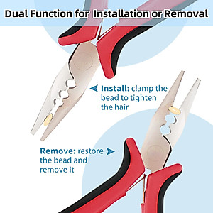 Neitsi Hair Extensions Pliers,1PCS 3 Holes Mini Microlinks Pliers,Hair Extensions Tools,Micro Links Opener and Removal Tool for Micro Nano Rings Beads Extensions or Feather Extensions,Red