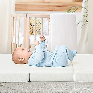 BABY JOY Pack n Play Baby Mattress Pad, 3'' Thick Foldable Mini Toddler 38''x26'' Crib Mattress w/Carrying Bag, Removable Zippered Cover, Portable Playard Mattress for Baby Toddlers