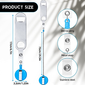 Zonon 16 Pcs Retractable Bottle Opener Flat Beer Opener with Belt Clip for Bartenders Bottle Opener for Waiter Can Wine Bar Restaurant Kitchen Party