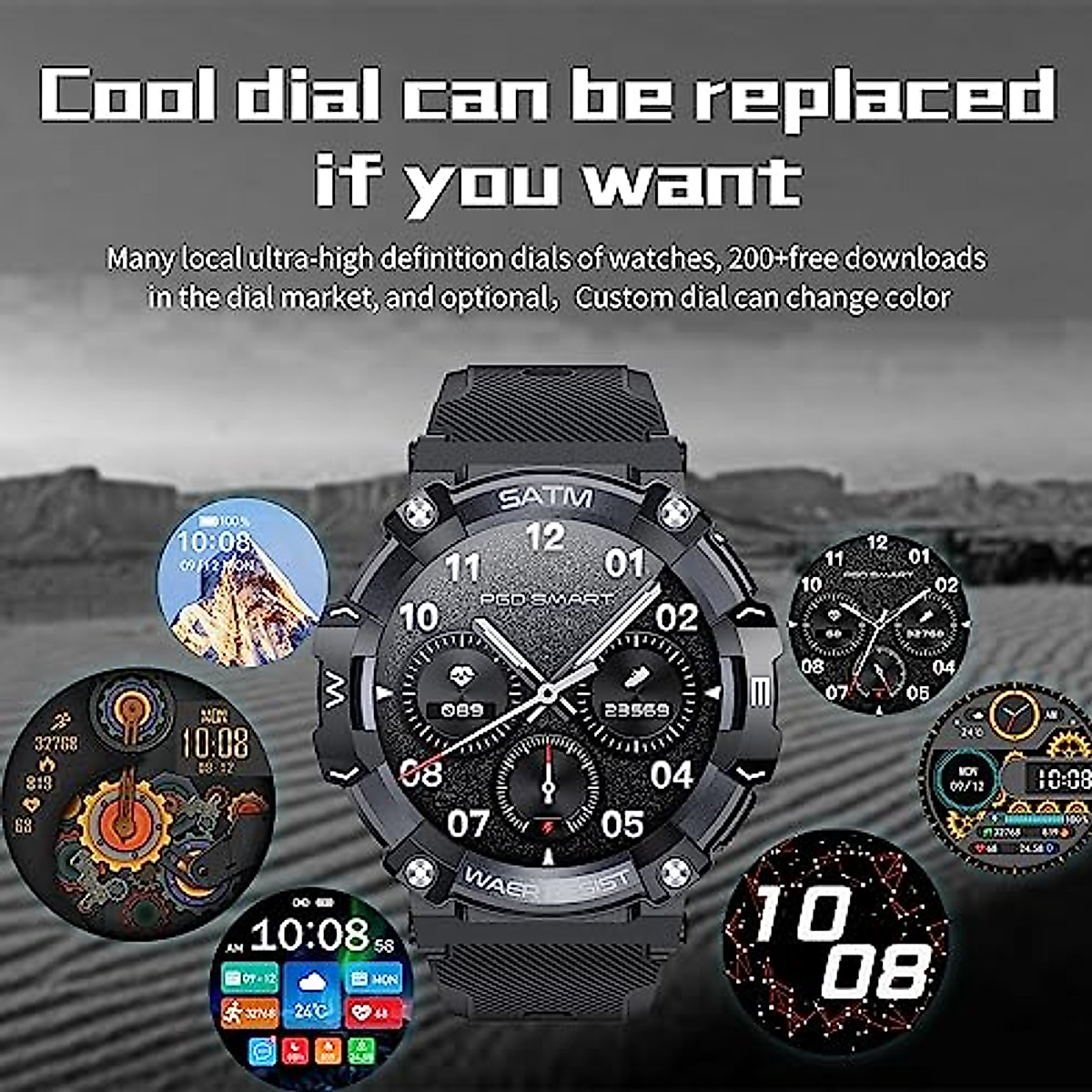 WATCHSDV Smart Watch for Men Bluetooth Call (Answer/Make Call) IP68 Waterproof Women's Men's Fitness Watch Heart Rate Blood Oxygen Sleep Monitor Military Watch and Activity Tracker for Android iPhone