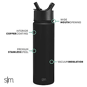 Simple Modern Water Bottle with Straw Lid Vacuum Insulated Stainless Steel Metal Thermos Bottles | Reusable Leak Proof BPA-Free Flask for Gym, Travel, Sports | Summit Collection | 22oz, Pale Orchid