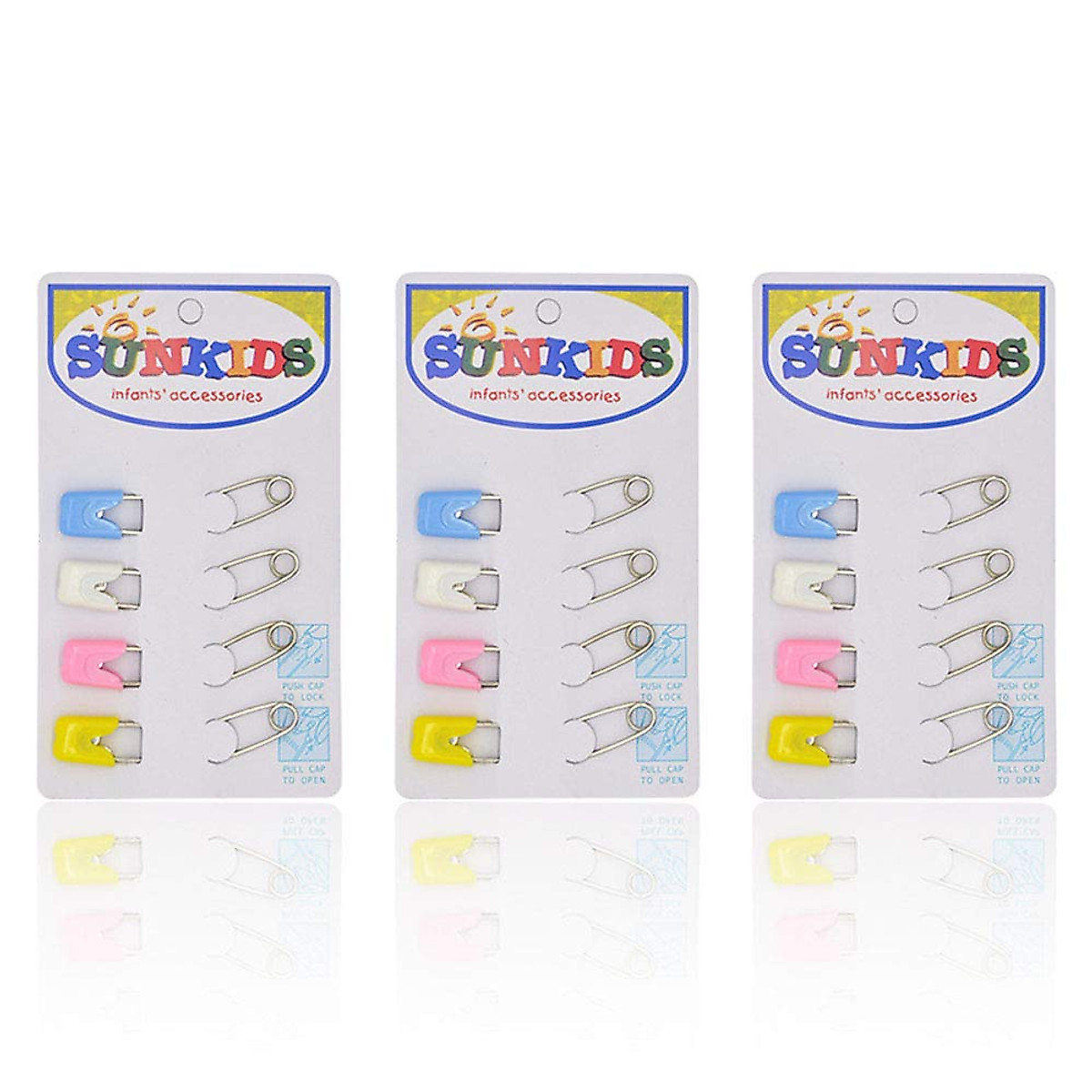 NX Garden 12pcs Curved Safety Pins Plastic Head Safety Locking Baby Cloth Diaper Nappy Pins for Baby Care