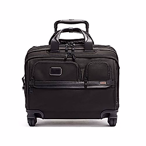 TUMI Alpha 3 Deluxe 4-Wheel Laptop Case Briefcase - Features Built-In USB Port - 17-Inch Computer Bag for Men and Women - Black