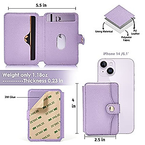 M-Plateau Card Holder, Phone Wallet Stick on with Slim 3M Sticker Match iPhone 14 Pro Case and Most Smartphones (Lavender)