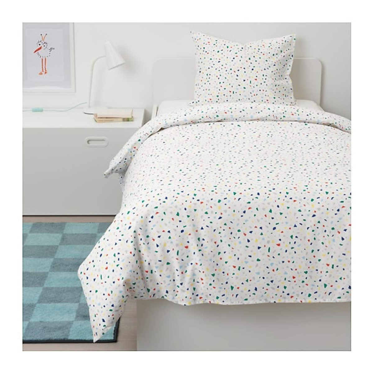 IKEA Mojlighet Duvet Cover and Pillowcases White Mosaic Patterned 904.236.94 Size Twin