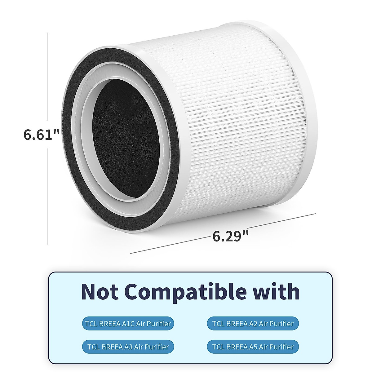 Breabetter BREEVA A1 True HEPA Replacement Filter Compatible with TCL Purifier BREEVA A1/A1W, Part # Breeva A1F（2-Pack）