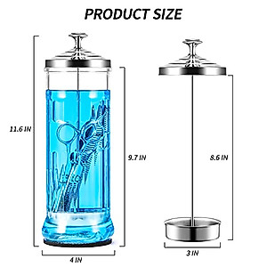 53 Oz Jar Glass Sterilizing Jar with Removable Basket Stainless Steel, Salon Glass Jar Collection Jar for Nail Tools, Hairdressing Tools, and Beauty Tools