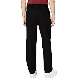 Dockers Men's Classic Fit Signature Khaki Lux Cotton Stretch Pants-Pleated (Regular and Big & Tall), Black, 46W x 30L