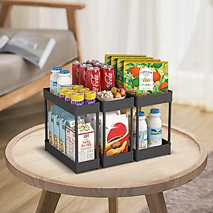 Benss 3 Pack Under Sink Organizers and Storage, 2-Tier Bathroom Cabinet Organization,Comes with 6 Hanging Cups and 24 Hooks, Organization and Storage for Kitchen Home (Black)