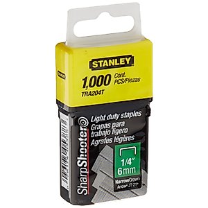 Stanley Tra204T 1/4 Inch Light Duty Narrow Crown Staples, Pack of 1000 (4 pack)