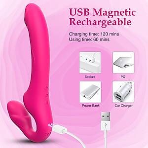 Strapless Strap-On G-Spot Dildo Vibrator with 10 Modes & Remote Control, Dreamyslut Anti-Slip Silicone Realistic Double-Ended Vibrating Butt Plug, Adult Anal Sex Toys for Women Lesbians Couples