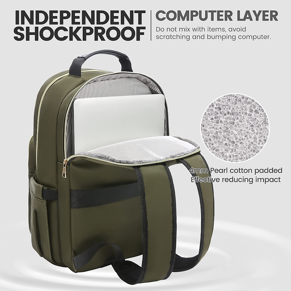 LOVEVOOK Laptop Backpack for Women 15.6 inch,Cute Womens Travel Backpack Purse,Professional Laptop Computer Bag,Waterproof Work Business College Teacher Bags Carry on Backpack with USB Port,Army Green