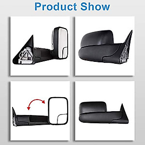 ECCPP Towing Mirrors Replacement fit for Dodge 94-01 for Ram 1500 94-02 for Ram 2500 3500 Pickup Truck Manual Towing Tow Mirrors Left Driver and Right Passenger Pair Set Fits 60177-78C Side Mirrors