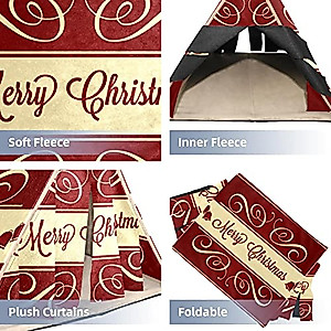 enheng Small Pet Hideout Red Merry Christmas Hamster House Guinea Pig Playhouse for Dwarf Rabbits Hedgehogs Chinchillas