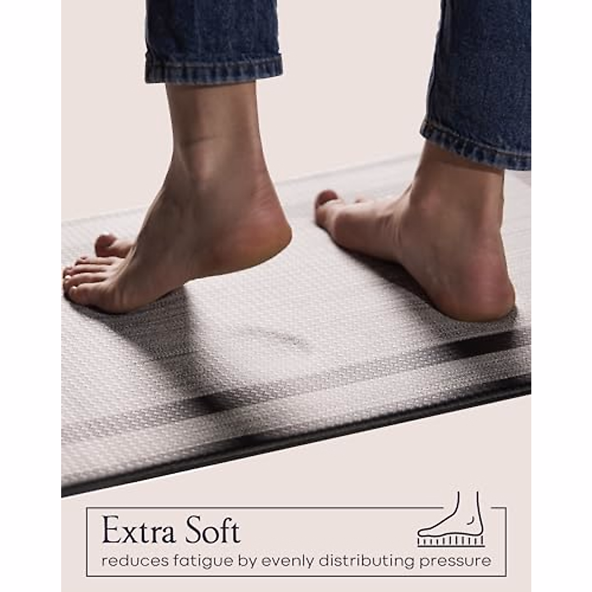 Homergy Anti Fatigue Kitchen Mats for Floor 2 PCS, Memory Foam Cushioned Rugs, Comfort Standing Desk Mats for Office, Home, Laundry Room, Waterproof & Ergonomic, 17.3×30.3&17.3×59 ×0,47", Fabric Black