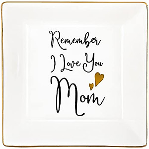 KLYJI Mom Gifts for Mom Mothers Day Gifts Birthday Gifts for Mom from Daughter Valentines Day Christmas Gift Thanksgiving -Remember I Love You Mom Jewelry Dish Ring Trinket Tray