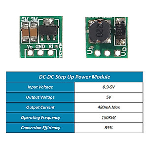 AEDIKO 6pcs DC-DC Boost Converter Module 1.5V 1.8V 2.5V 3V 3.3V 3.7V 4.2V to 5V DC-DC Step Up Power Module Voltage Boost Converter Board