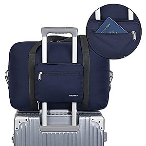 For Spirit Airlines Personal Item Bag 18x14x8 Foldable Travel Duffel Bag Tote Carry on Luggage for Women and Men (Dark Blue (with Shoulder Strap))