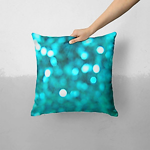 iiRov Unfocused Subtle Blue Sparkle - Custom Decorative Home Decor Indoor or Outdoor Throw Pillow Cover for Sofa, Bed or Couch Cushion (Pillow CASE Cover ONLY)