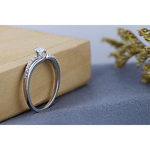 Dazzlingrock Collection 0.33 Carat (ctw) 10K Round Cut Diamond Bridal Wave Promise Engagement Ring 1/3 CT, White Gold, Size 6.5