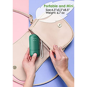 HonHey Handheld Fan Misting Fan, 3 in 1 Hand Fan, Portable Mini Fan with Rechargeable Battery Operated and 3 Adjustable Speed[6-13-20 Working Hours], Foldable Personal Fan for Girls Women Travelling (Green)