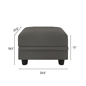 LLappuil Storage Ottoman Module Square Footrest for Modular Sectional Sofa Seat Cube, Faux Leather Fabic Foot Stool (Dark Grey)