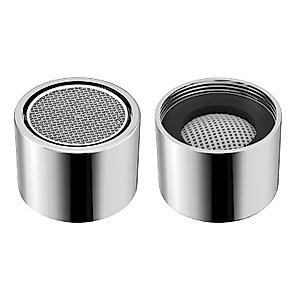 Faucet Aerator Female, Bathroom Sink Aerator, Chrome Brass Shell 55/64in 22mm Faucet Filter with Gasket for Kitchen Bathroom Silver(2 Pcs)