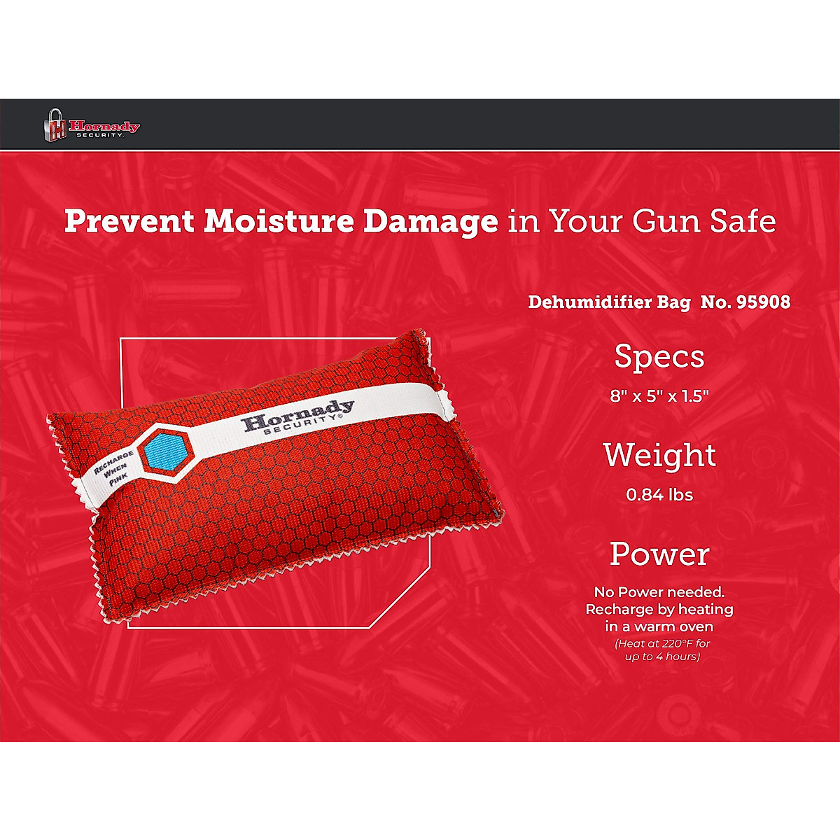 Hornady Reusable Dehumidifier Bag 450G, 95908 - Portable, Easy to Use Moisture Absorbers for Gun Safes & Cabinets - Prevent Moisture Damage for Gun Safe Accessories, Firearms in Your Gun Vault