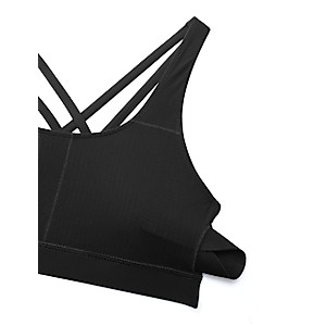 CRZ YOGA Women's Strappy Sports Bras Fitness Workout Padded Yoga Criss Cross Back Cami Black X-Small