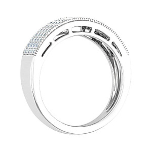 1/2 Carat Diamond Wedding Band Ring in 10K White Gold (Ring Size 7)