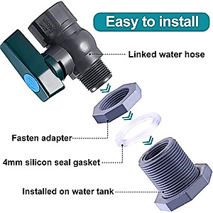 Rain Barrel Diverter Kit, Water Barrel Spigot 3/4 PVC Fittings Ball Valve with Hose Faucet Adapter for Water Tanks, Aquariums, Tubs, Pools, Garden Barrels