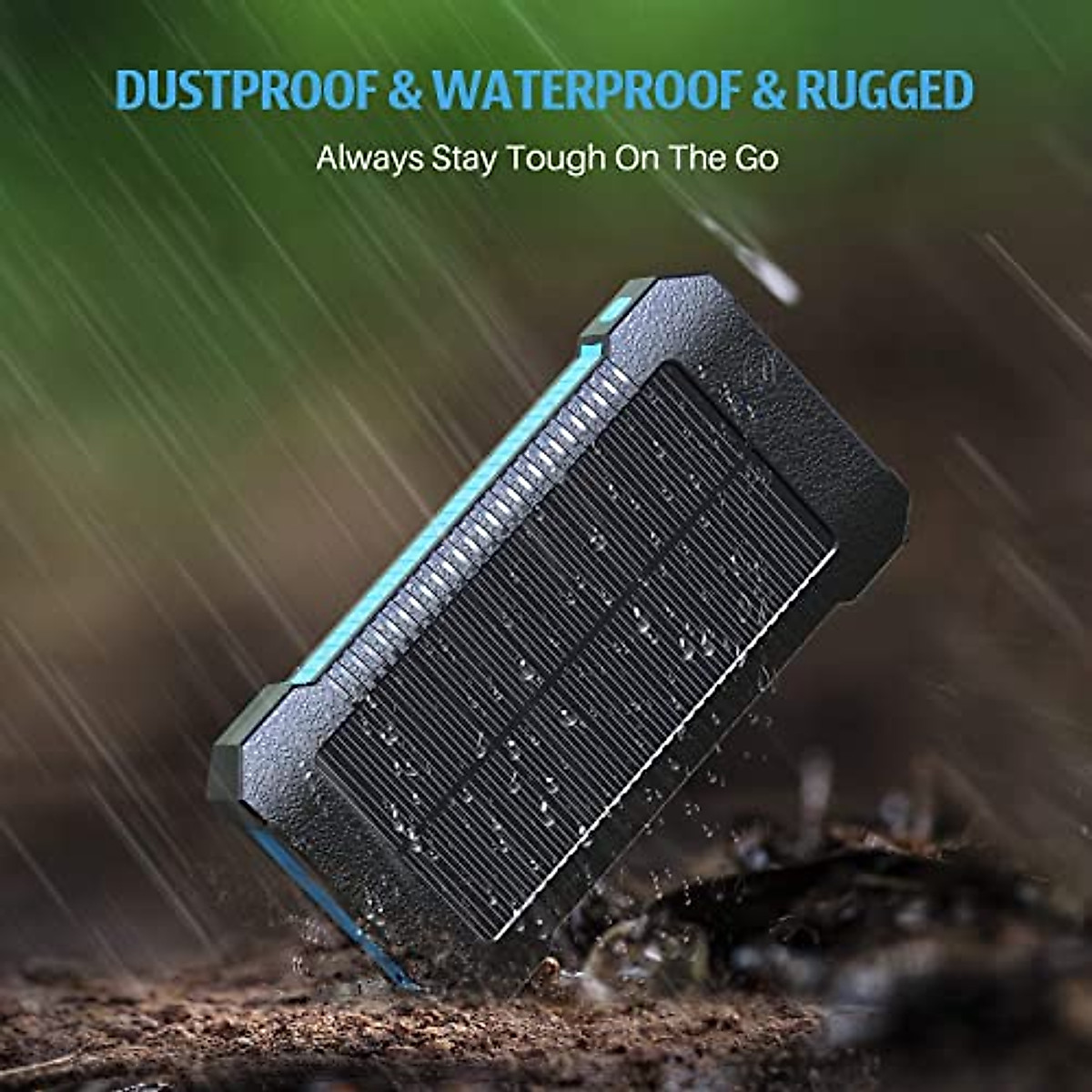 SSENBONO Solar Power Bank 30000 mAh, Wireless Portable Charger Solar Panel External Battery Type-C 5V Dual USB with LED Flashlight (Waterproof, Dustproof, Shockproof) Compatible with iOS & Android