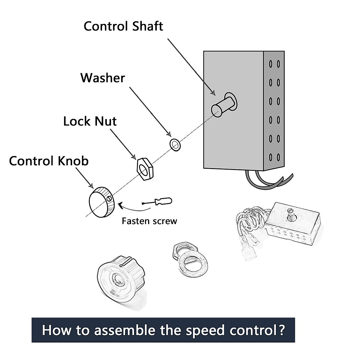 Hongso Fireplace Stove Blower Fan Variable Rheostat Speed On/Off Switch Ctrl with 2 Male Connectors, Fireplace Fan Speed Control
