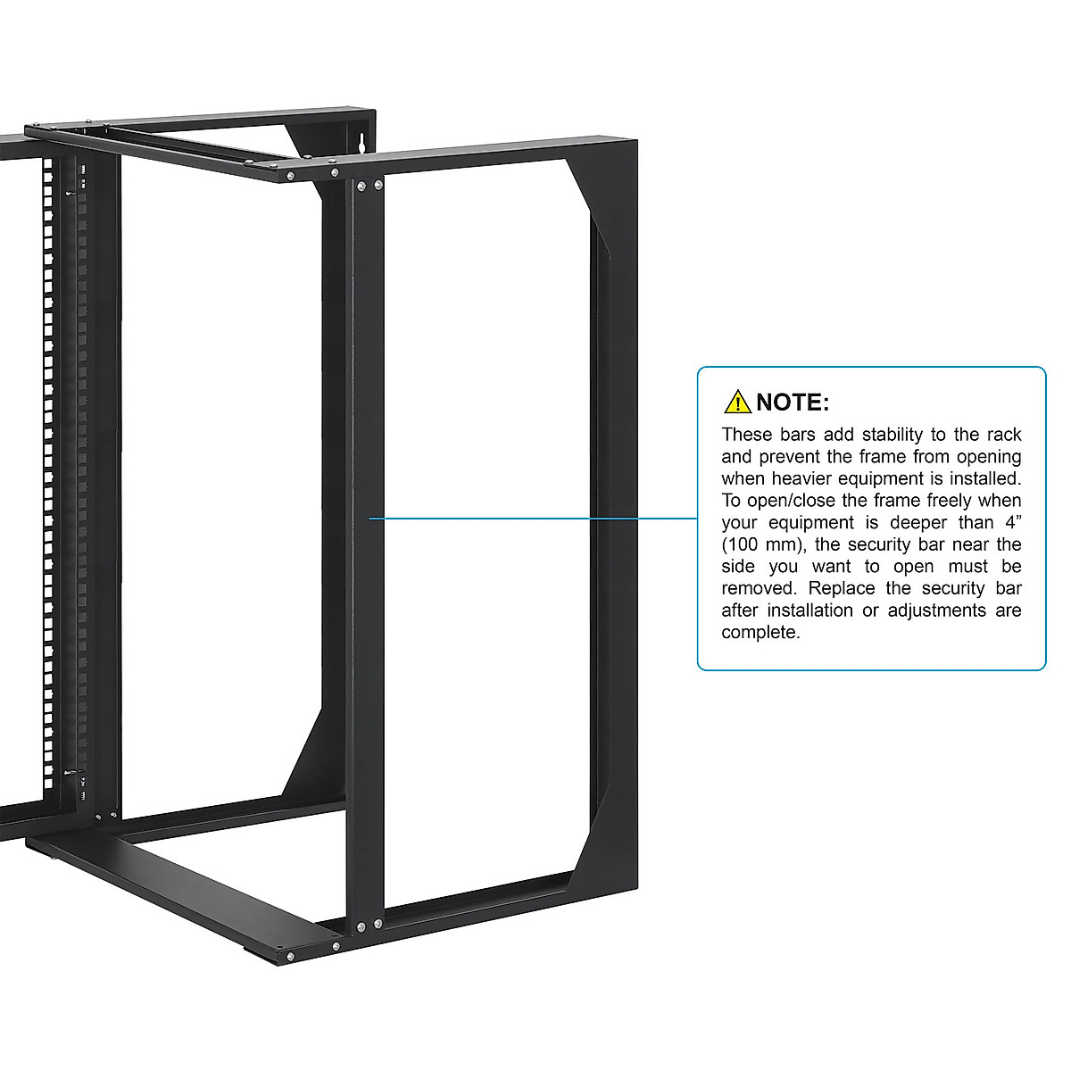 Intellinet 15U 19" 2 Post Open Frame Server Wall Mount Rack - 180 Degree Gate Swing, Flatpacked, Antistatic Powder Coated Steel – for IT Network Equipment & AV Devices – 3 Yr Mfg Warranty – 716208