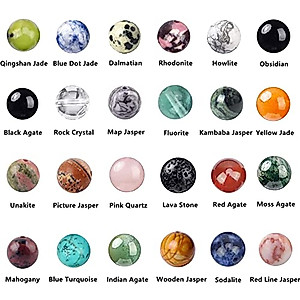 Basigeese 960pcs Natural Stone Beads Polished Beading 6mm Loose Beads Gemstone Crystal Energy Stone Healing Power for DIY Jewelry Making(6mm 24Materials A)