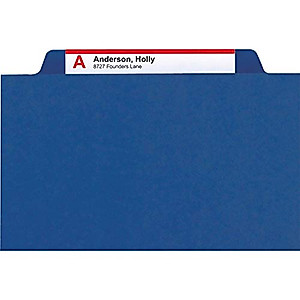 Smead Pressboard Classification File Folder with SafeSHIELD® Fasteners, 3 Dividers, 3" Expansion, Letter Size, Dark Blue, 10 per Box (14096)
