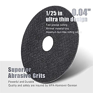 TRAMULL Ultra Thin Cut Off Wheel 4'' x .04'' x 5/8'' for Metal and Stainless Steel Cutting, Type 1, Angle Grinder Uses (12 PCS)