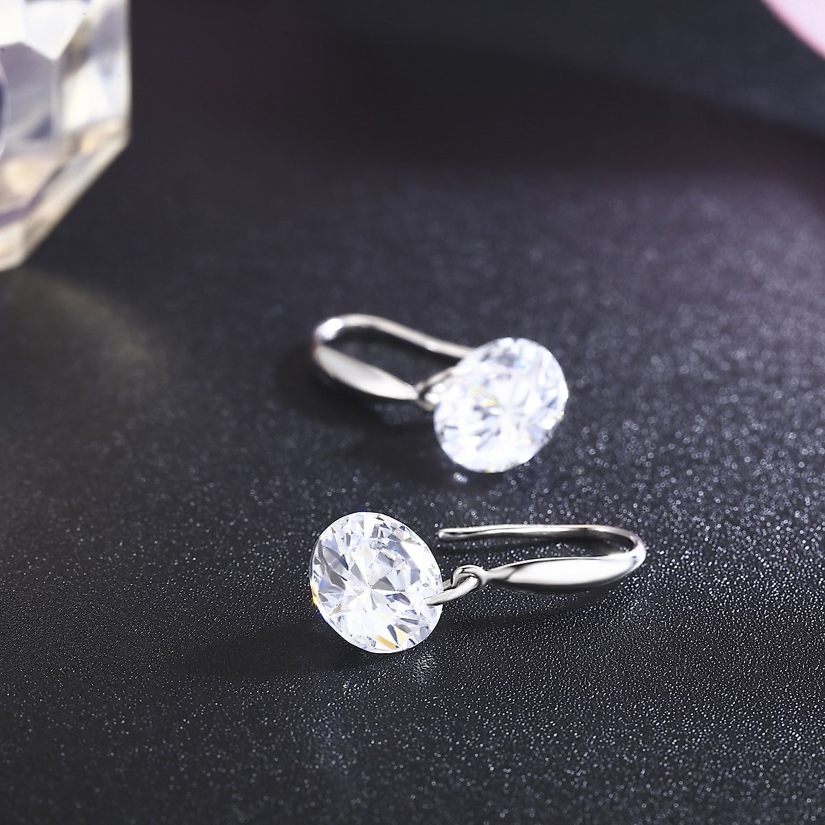 SBLING Platinum-Plated Sterling Silver Drop Earrings Made with Austrian Crystals