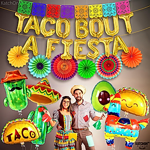 KatchOn, 30 PCS Taco Bout A Fiesta Decorations - Mexican Party Decorations | Mexican Banner, Taco Balloons | Fiesta Balloons for Fiesta Party Decorations, Taco Decorations | Taco Party Decorations