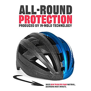 VICTGOAL Bike Helmet for Men Women with Led Light Detachable Magnetic Goggles Removable Sun Visor Mountain & Road Bicycle Helmets Adjustable Size Adult Cycling Helmets (L: 57-61 cm, Metal Blue)