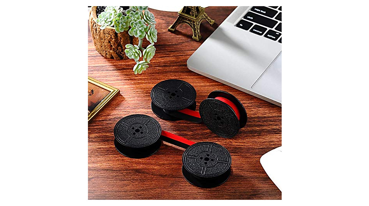 Typewriter Ribbon Twin Spool Pack - 4 Pairs in Red & Black