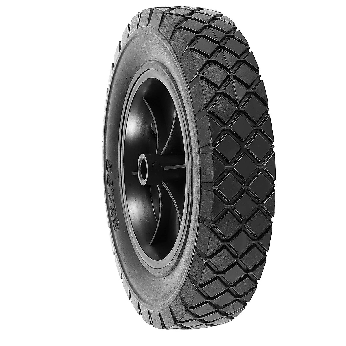 HEIHAK 4 PCS 8 x 1.75 inch Solid Rubber Hand Truck Wheel, Universal Flat Free Lawn Mower Wheels with 1/2 Inch Axle, Replacement Tire for Hand Truck Dolly Cart Compressor, 110 LBS Load Capacity