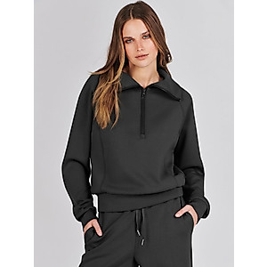 Prinbara Women 2 Piece Outfits Lounge Sets 2024 Winter Oversized Sweatshirt Wide Leg Pant Casual Matching Sweat Set Tracksuit Black Small