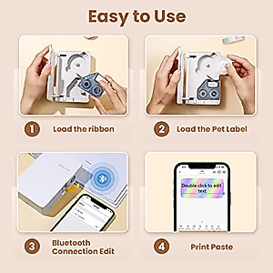 Binardat Industrial Label Printer, 0.6 inch Color Thermal Transfer Label Maker with Tape and Paper, Bluetooth Rechargeable for NIIMBOT App, High Reliability Labels Print with Robbin (B18)