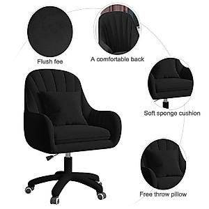 Home Office Chair Computer Chair with Mid-Back Upholstered Modern Tufted Computer Task Chair Swivel Height Adjustable Velvet Accent Chair Suitable for Bedroom, Study