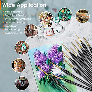 Detail Paint Brushes Set, 12PC Miniature Brushes for Fine Detailing & Art Painting, Small Tiny Paint Brush Perfect for Acrylic, Citadel, Paint by Number, Figurine, Craft, Models, Warhammer 40k (Black)