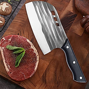 TJ POP Meat Cleaver 6.6 inches, Ultra Sharp Chinese Cleaver Knife, Full-tang Chopping Knife 30Cr13 Steel Blade Thickness 2.2 mm, Classic Manual Forging Series HP01008