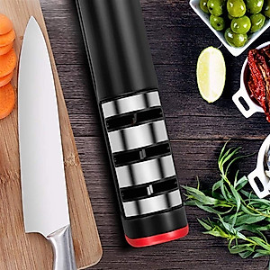 UOOD Sharp Knife Sharpener – 3 in 1 Non-Slip Ergonomic for Professional Kitchen Knife Sharpener, Diamond rods, Tungsten Carbide Plates, Ceramic Stone, Safe