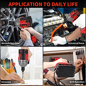 TIKTIK 600N.m Cordless Impact Wrench Set,1/2 Inch Compact Impact Gun,442 FT-LBS Brushless Impact Wrench w/ 2x4.0Ah Battery & 5 Sockets,21V Power Impact Driver Set for Car Home