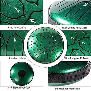 Steel Tongue Drum 11 Note 6 Inches D-Key Tank Drum Handpan Drum Percussion Instrument for Meditation Entertainment Musical Education Concert Mind Healing Yoga